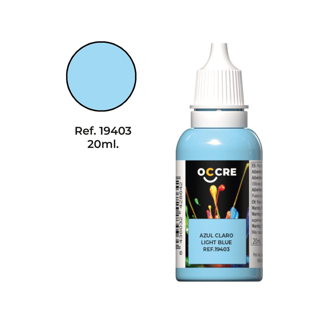 OcCre - Color Azul Claro | Pintura Acrílica al Agua | 20 ml