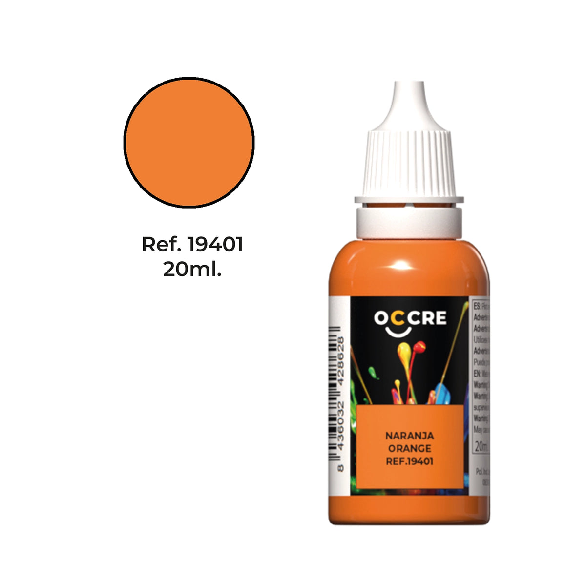 OcCre - Color Naranja | Pintura Acrílica al Agua | 20 ml