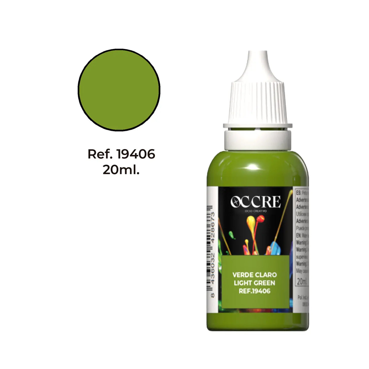 Buy OcCre - Color Verde Claro | Pintura Acrílica al Agua | 20 ml - Fast ...